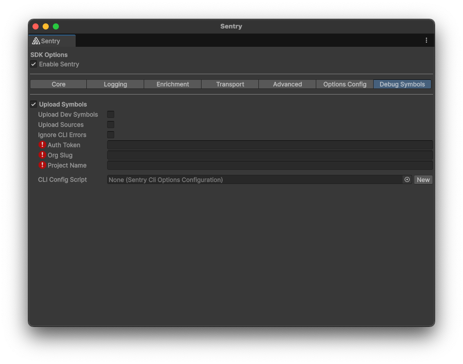 Sentry CLI Options | Sentry for Unity